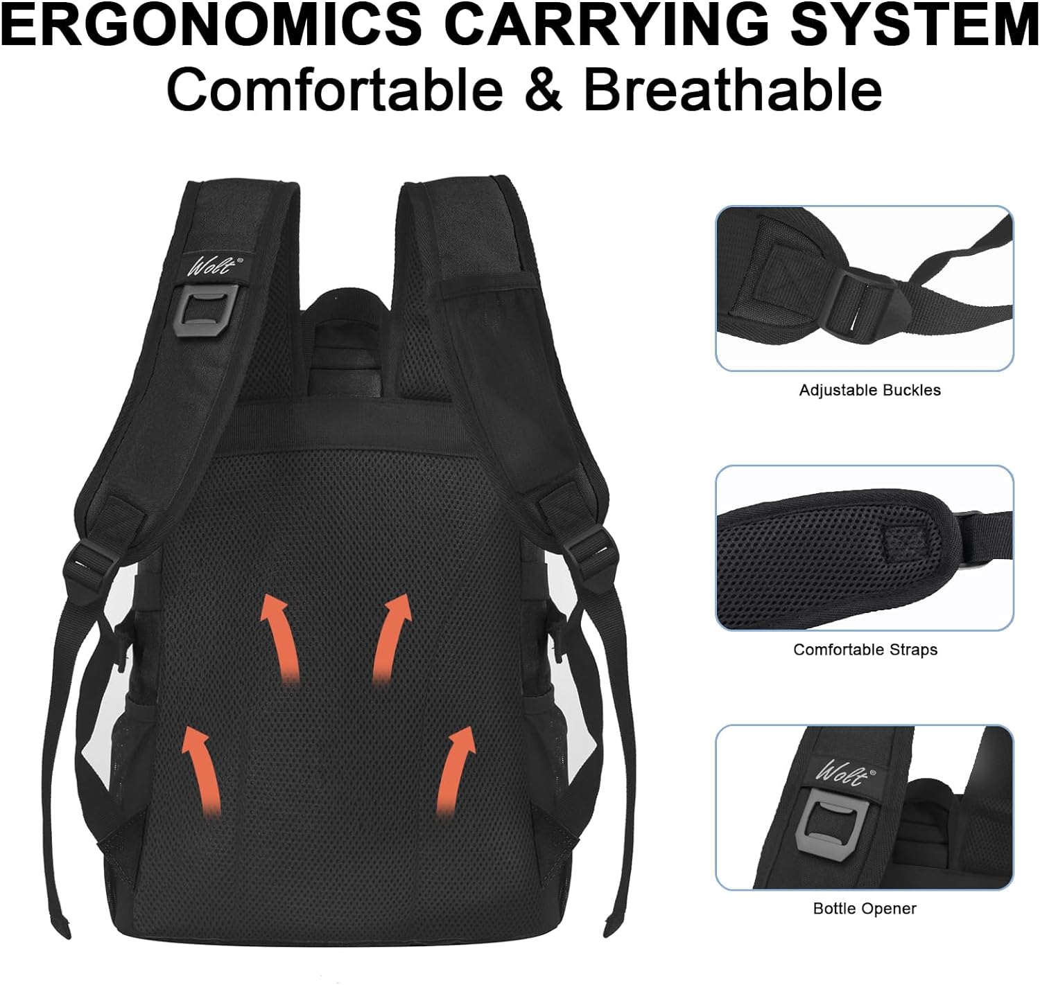 WOLT|Cooler Backpack,24 Cans Insulated Backpack Cooler Leakproof Lunch ...