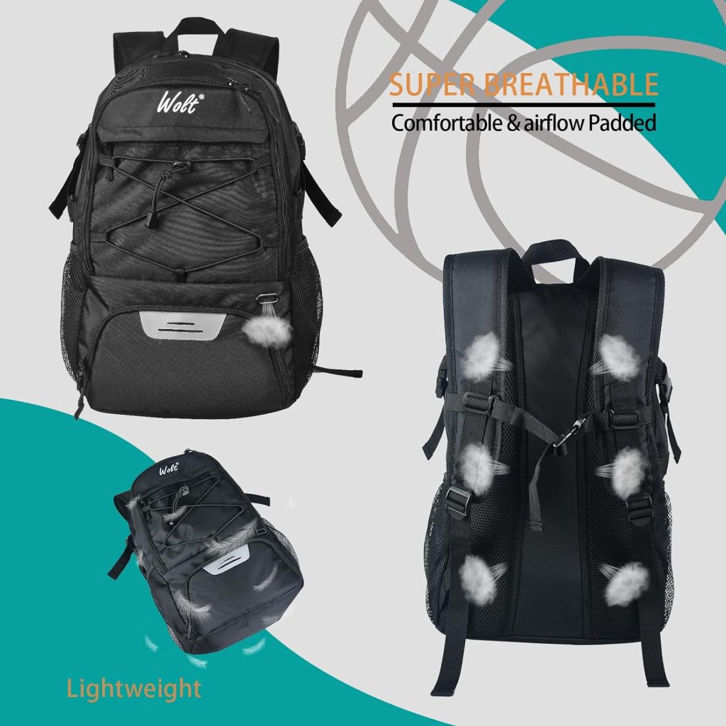 WOLT | Basketball Backpack Large Sports Bag with Separate Ball Holder ...