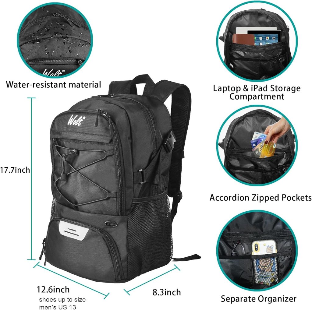 WOLT | Basketball Backpack Large Sports Bag with Separate Ball Holder ...