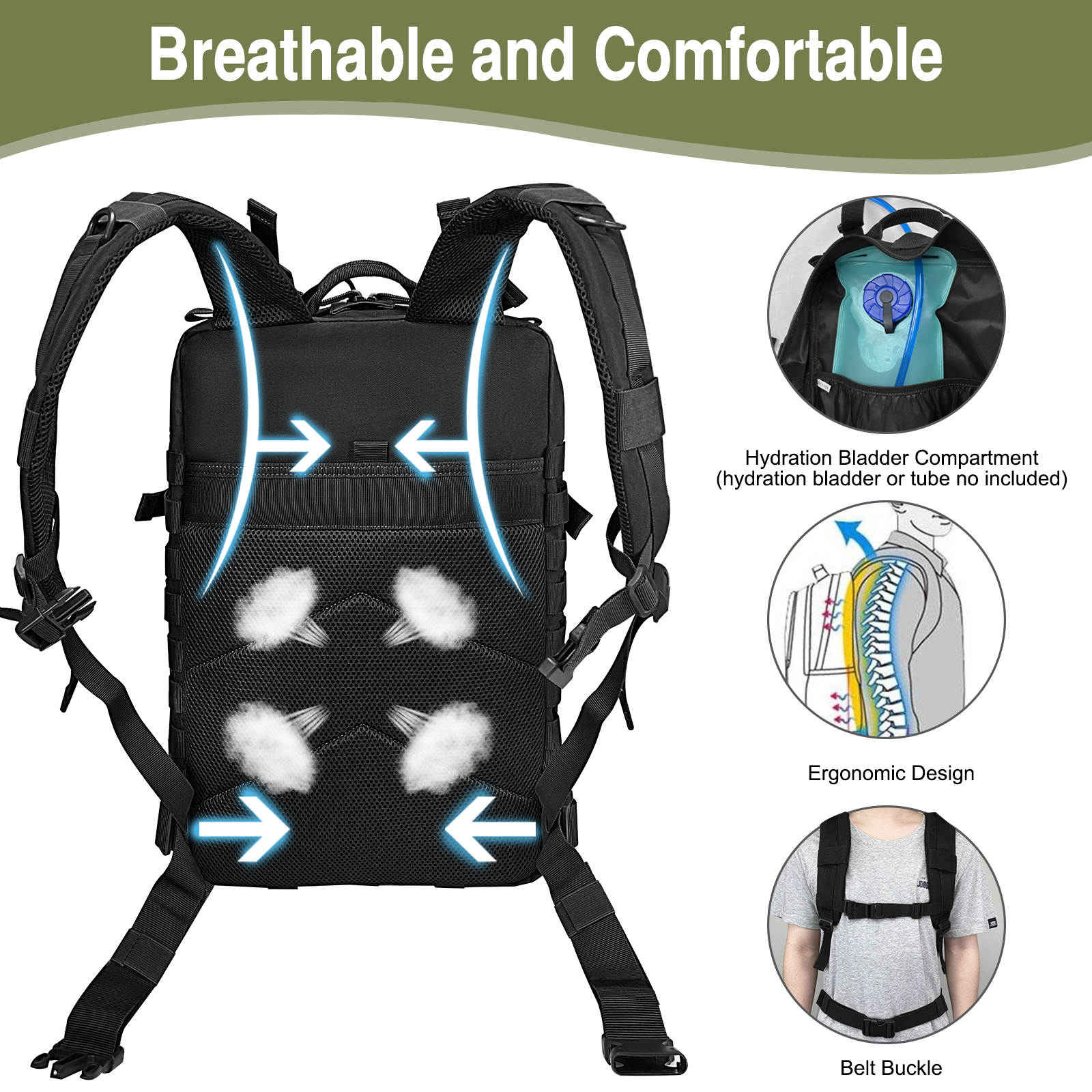 WOLT | Tactical Backpack for Men 45L Military Molle Backpack Large 3 ...